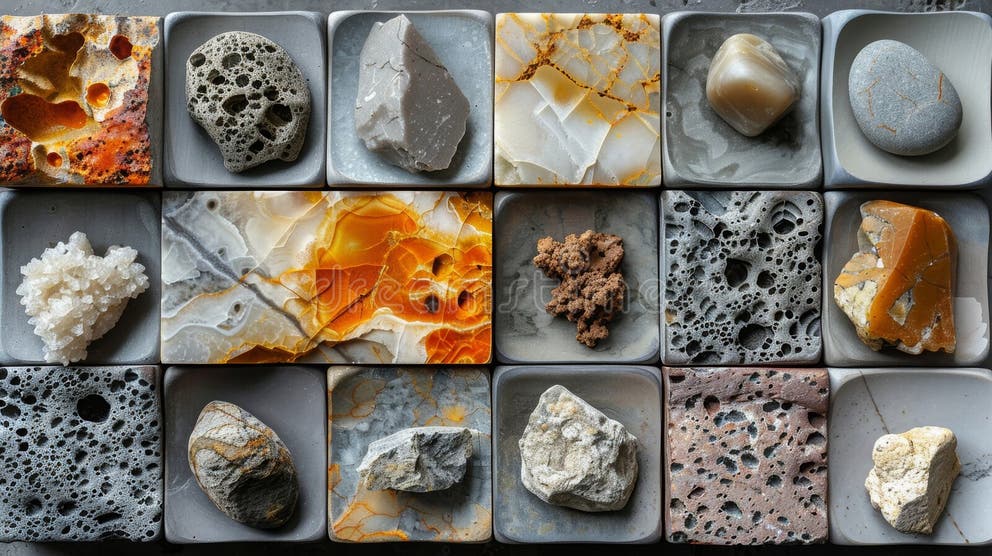 A Collection of Different Types of Rocks and Minerals Stock ...