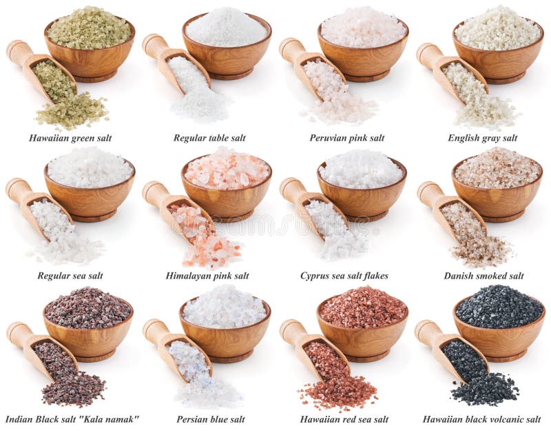 Collection of Different Types of Salt Isolated on Stock Photo - Image ... Collection of Different Types of Salt Isolated on Stock Photo - Image ...