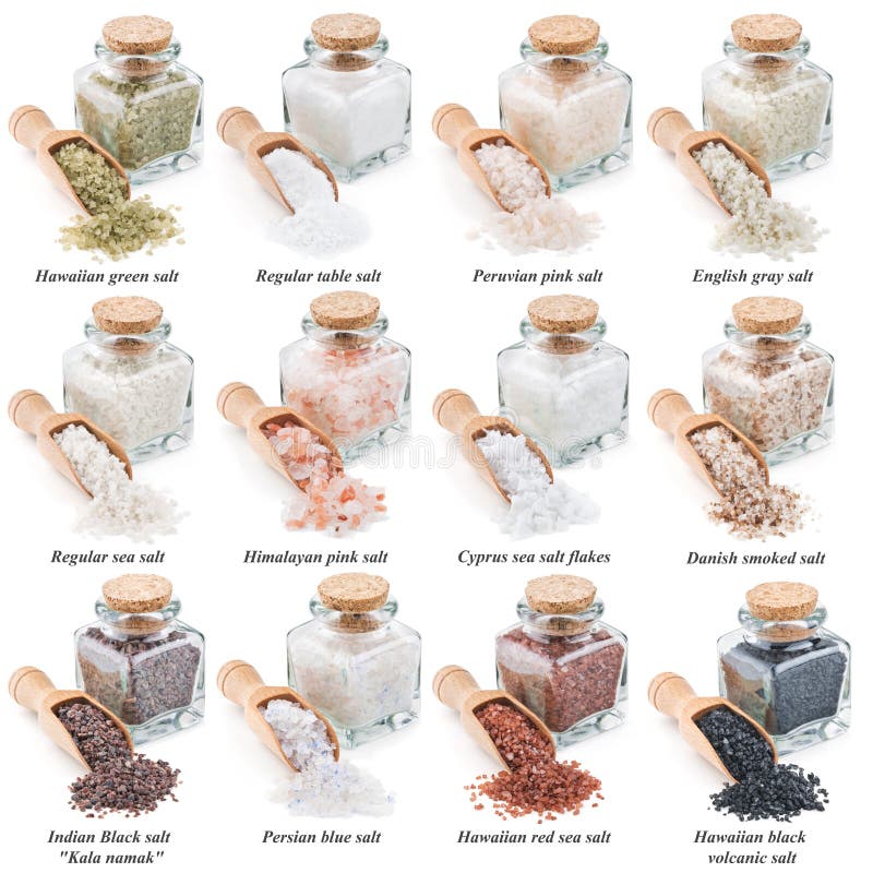 Collection of Different Types of Salt Isolated on Stock Image - Image ...