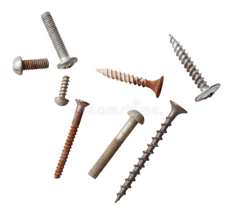 A Collection of Different Types of Screws and Nails Stock Illustration ...