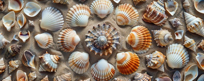 A Collection of Different Types of Seashells Arranged in a Circular ...