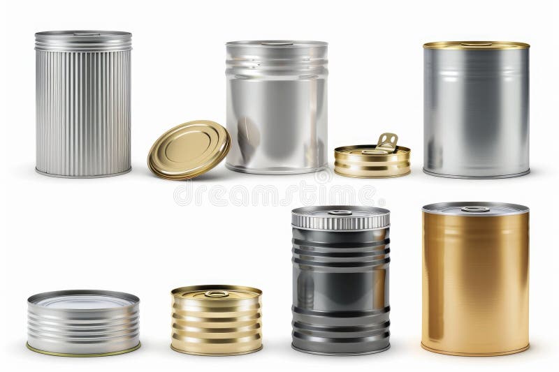 Collection of Different Types of Tins and Cans, Perfect for Food or ...