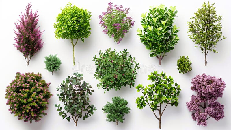 Collection of Different Types of Trees Stock Illustration ...