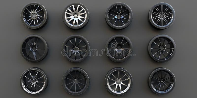 Collection of Different Types of Wheels on a Wall. Can Be Used for ...