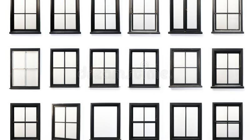 Collection of Different Types of Windows on a White Wall, Perfect for ...