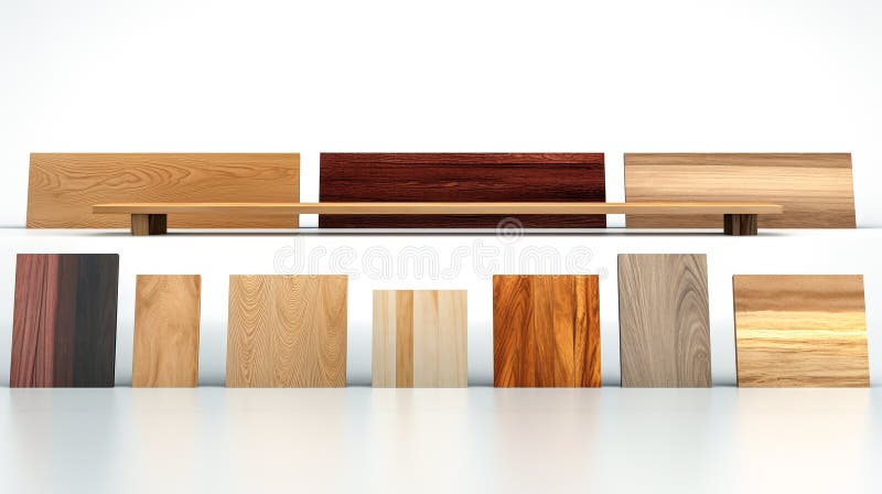 Collection of Different Types of Wood. Wood Samples. Isolated on White ...