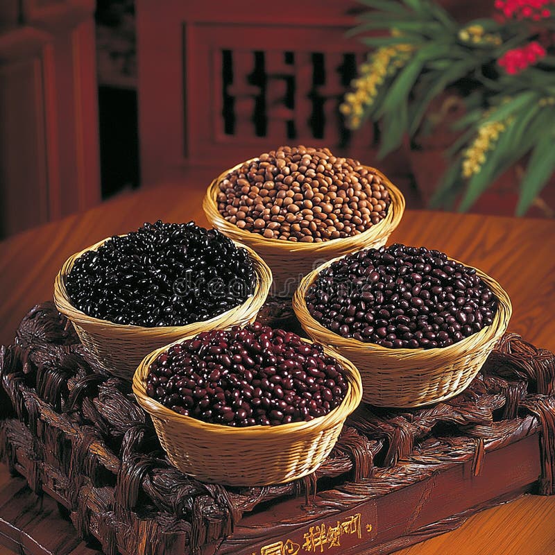 Collection of Different Varieties of Beans in Colorful Bowls Stock ...