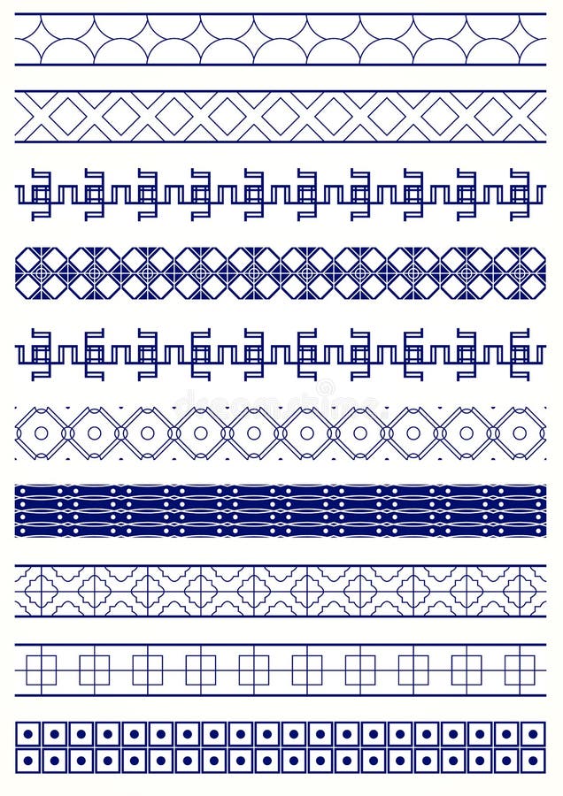 Collection of Different Vector Geometric Seamless Borders Stock Vector ...