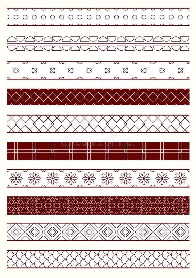 Collection of Different Vector Geometric Seamless Borders Stock Vector ...