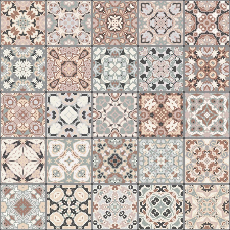 Collection of Different Vintage Tiles Stock Vector - Illustration of ...