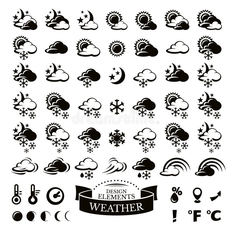 Collection of Different Weather Icons Stock Vector - Illustration of ...