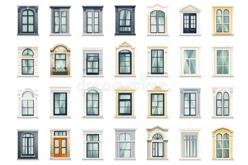 Collection of Different Window Designs, Ideal for Architectural ...