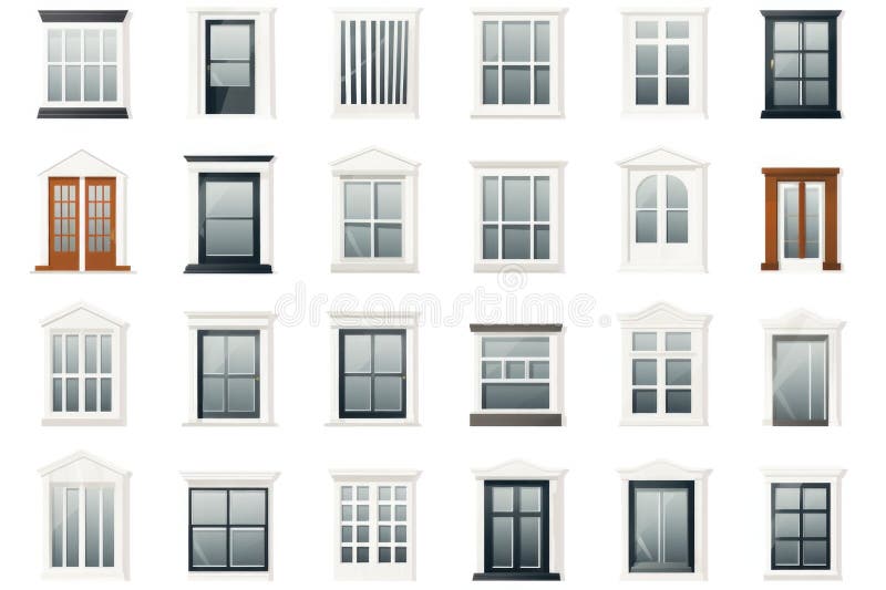 Collection of Different Window Styles, Suitable for Architectural ...