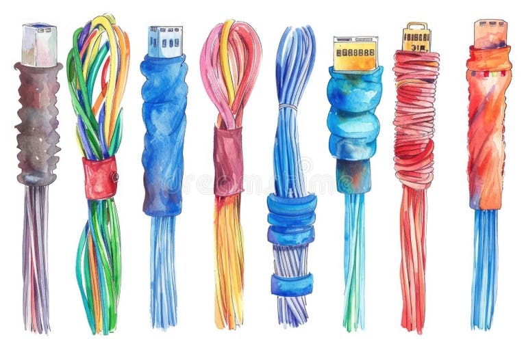 A Collection of Differently Colored Cords Linked Together Stock Photo ...