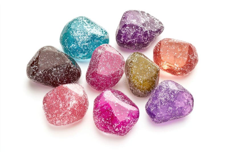 A Collection of Differently Colored Rocks Placed on a White Surface ...