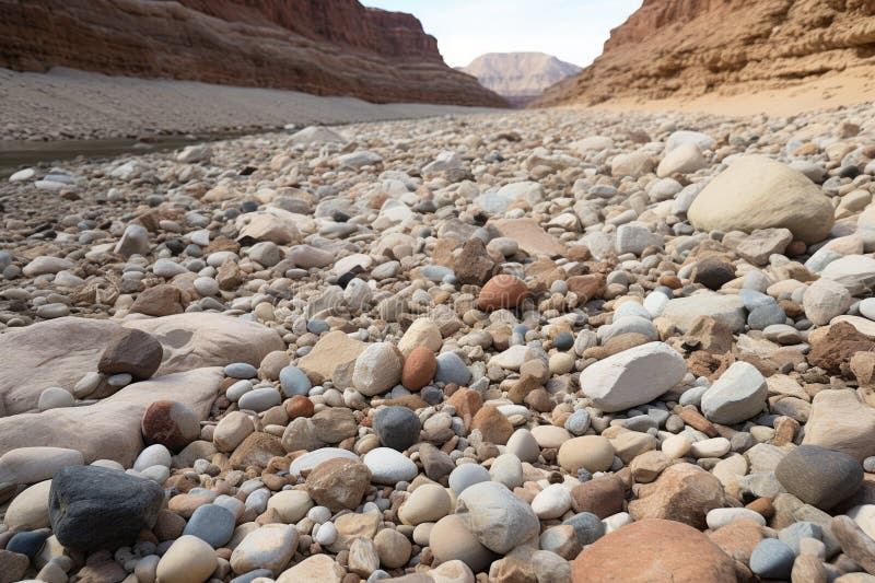 Collection of Differently Sized Rocks in a Dry Riverbed Stock Photo ...