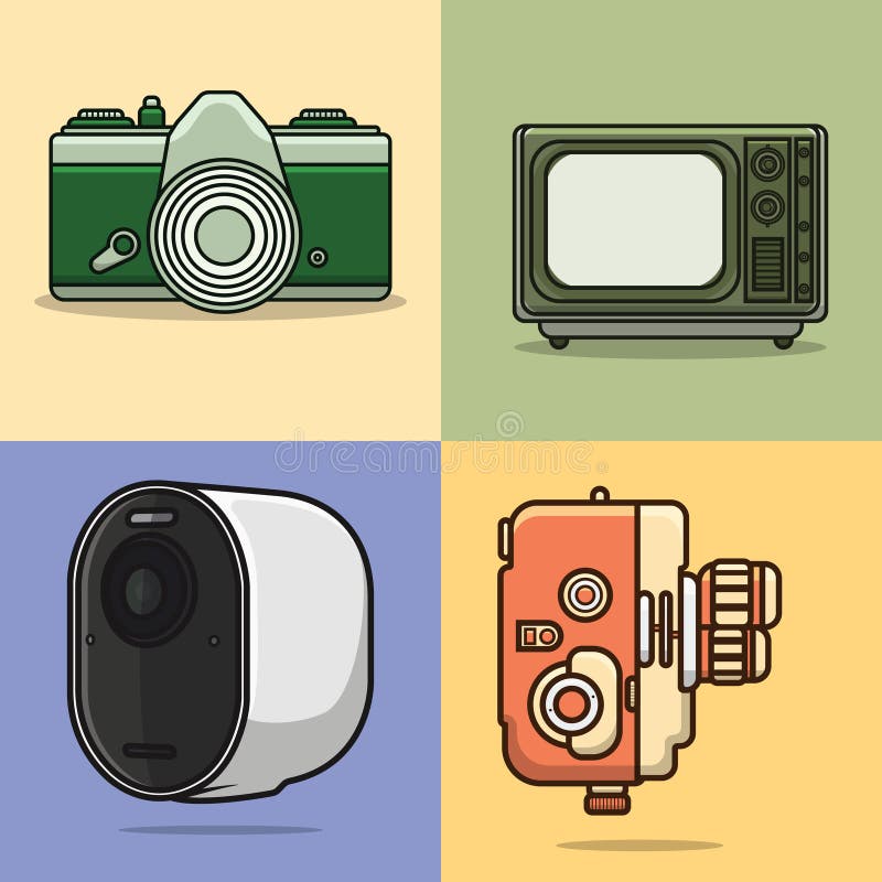 Collection of Digital Cameras Vector Illustration. Science and ...
