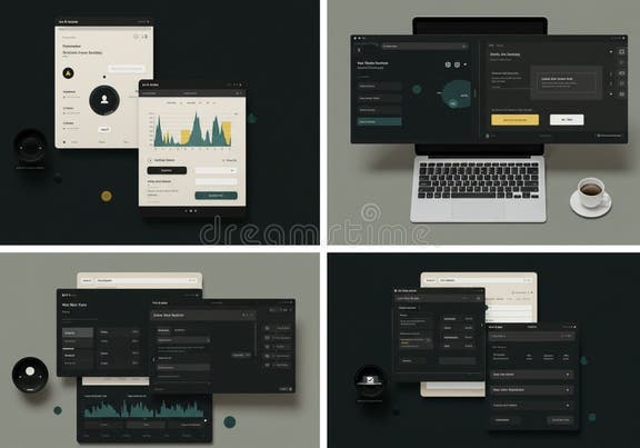 Collection of Digital Interfaces Showcasing User Interface Designs on ...