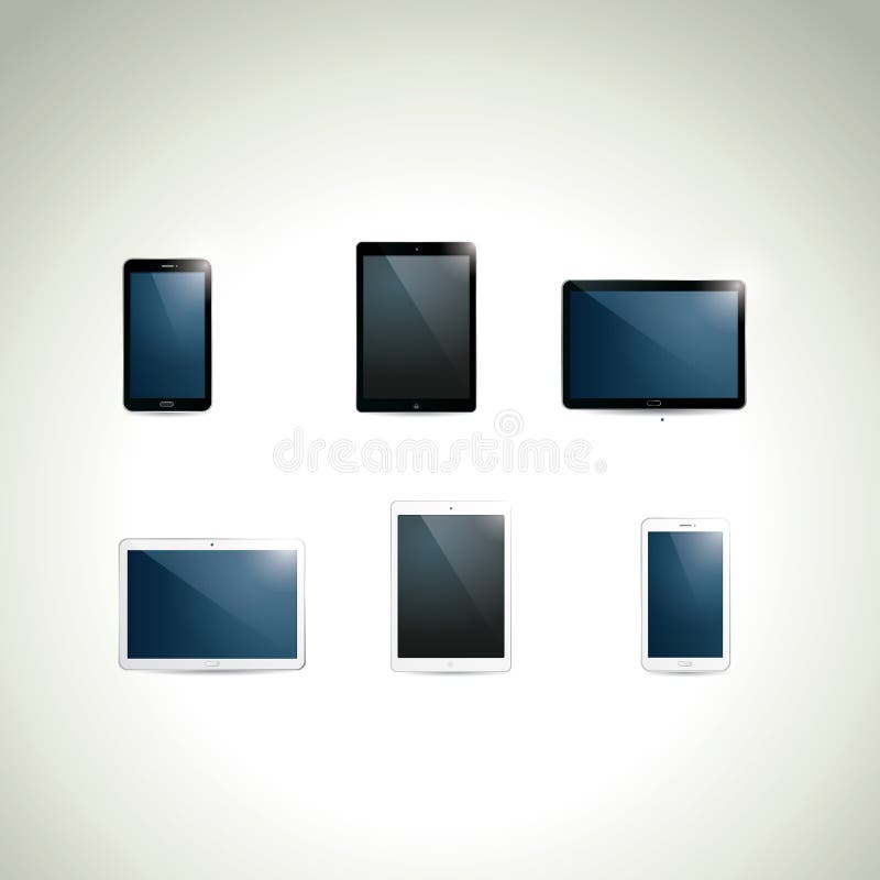Collection of Digital Tablets. Vector Illustration Decorative Design ...