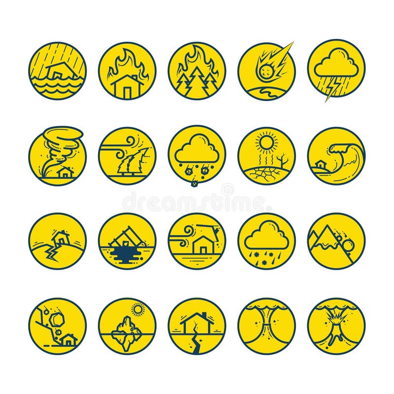 Collection of Disaster Icons. Vector Illustration Decorative Design ...