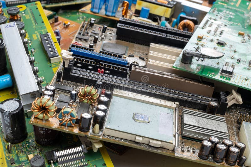 Collection of Discarded Circuit Boards and Computer Components Stock ...