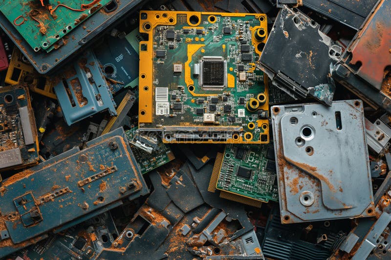 Assorted Electronic Waste in Disarray Stock Image - Image of ...