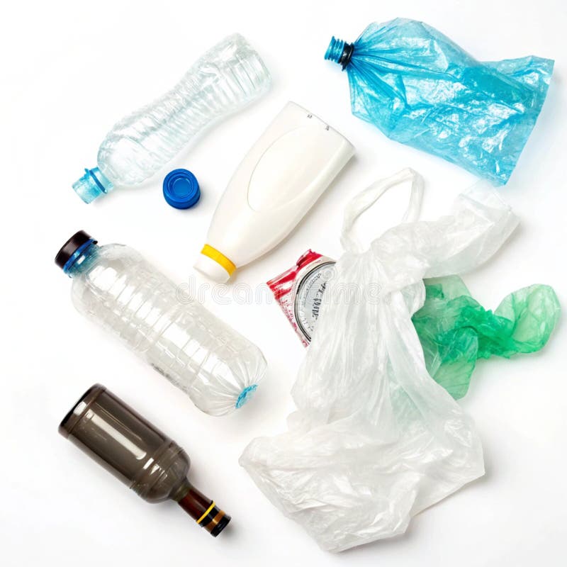 Discarded Plastic Items Isolated Stock Illustration - Illustration of ...