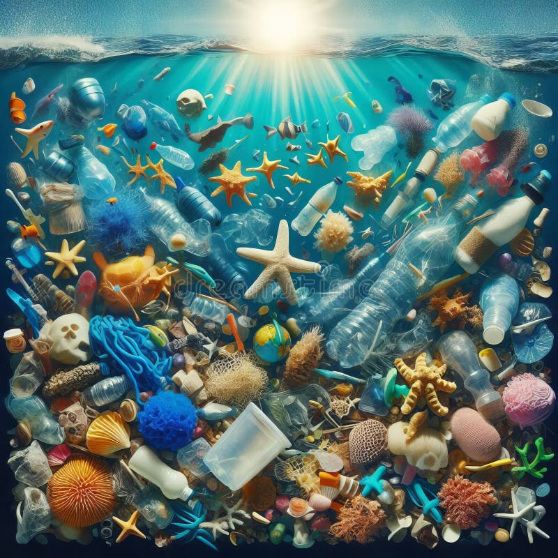 A Collection of Discarded Plastic in the Ocean Embodies Non Biod Stock ...