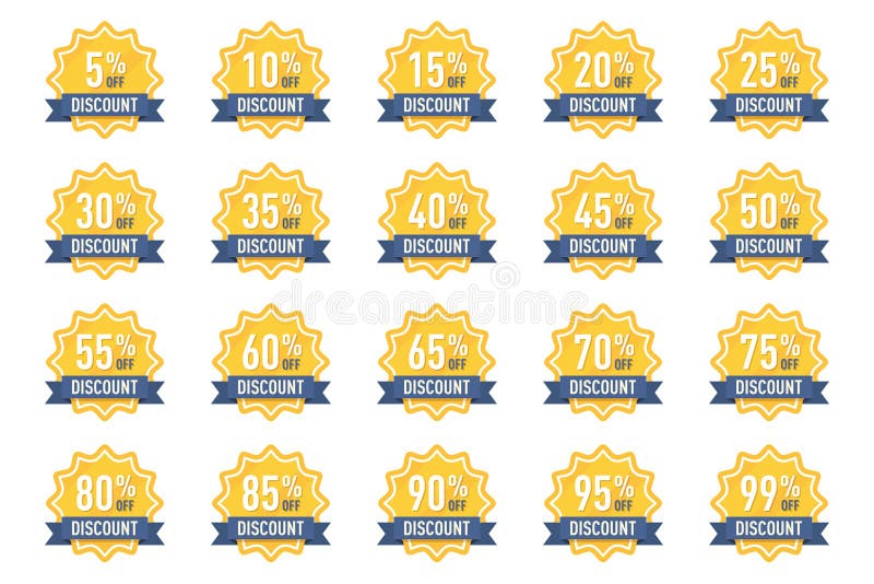 Collection of Discount Badges Percentage Tag for Advertising Stock ...