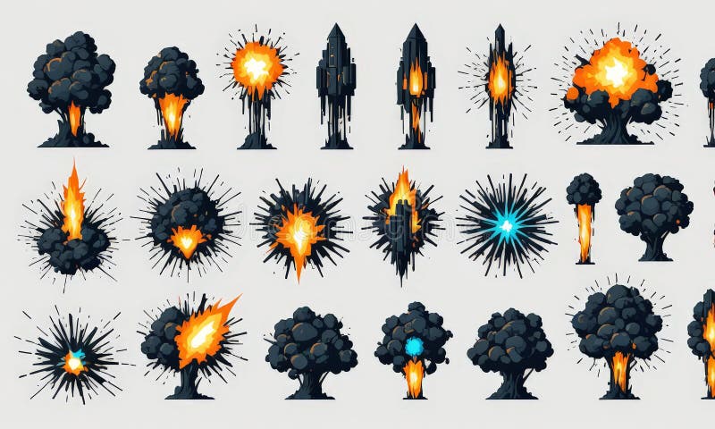 Collection 24 Distinct Explosion-like Shapes in Various Stages ...
