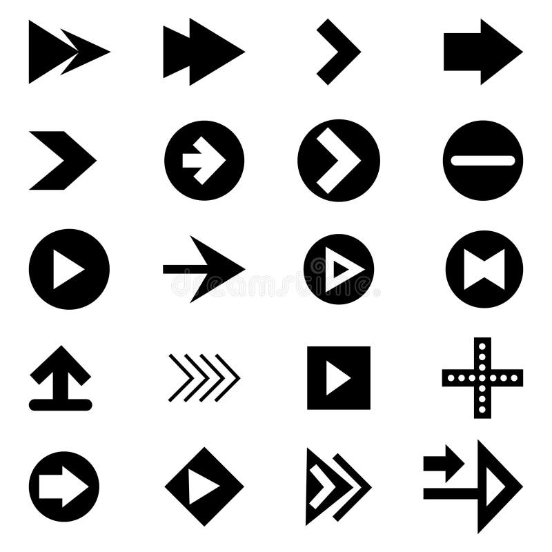 Collection of Diverse Arrow Icons in Black and White Showcasing Direction Navigation and User ...
