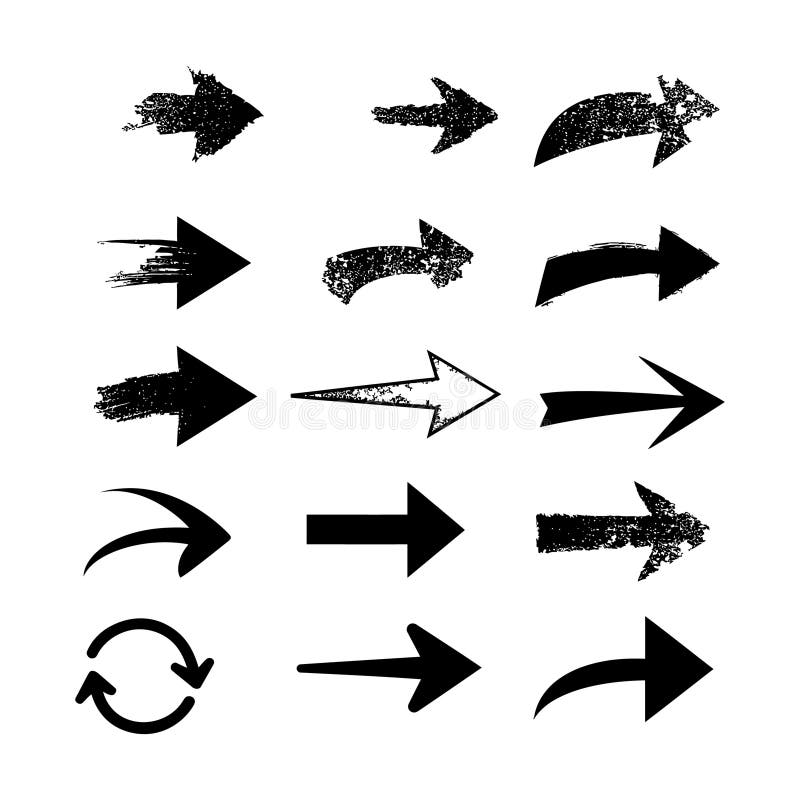 Collection of Diverse Black Arrows in Various Styles, Featuring Bold ...
