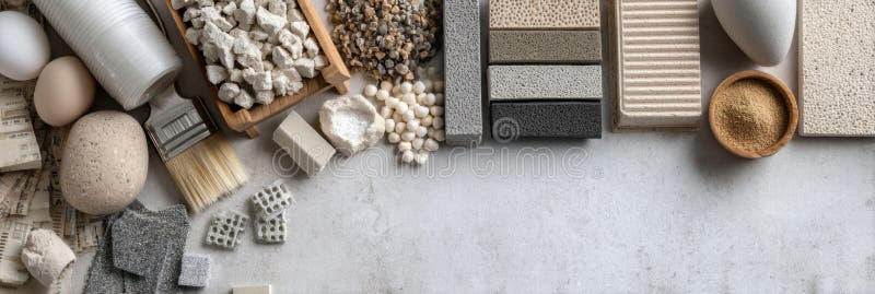 Collection of Diverse Building Materials Arranged on a Clean Surface ...