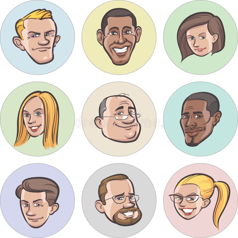 Collection of Diverse Cartoon Vector People Faces Stock Vector ...