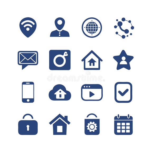 Collection of Diverse Essential Web and App Blue Icons Stock Photo ...