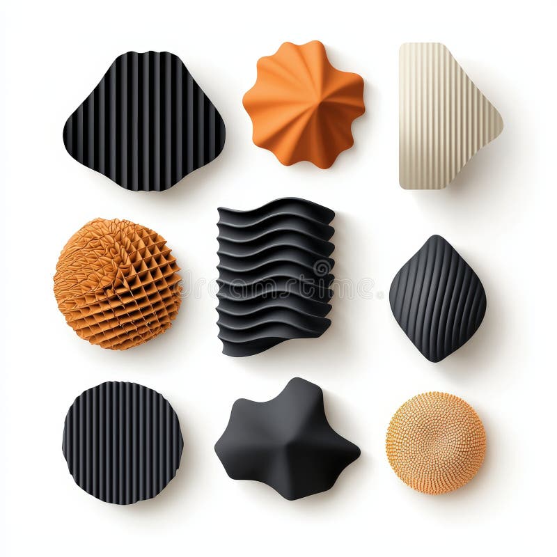 A Collection of Diverse Geometric Shapes Showcasing Various Textures ...