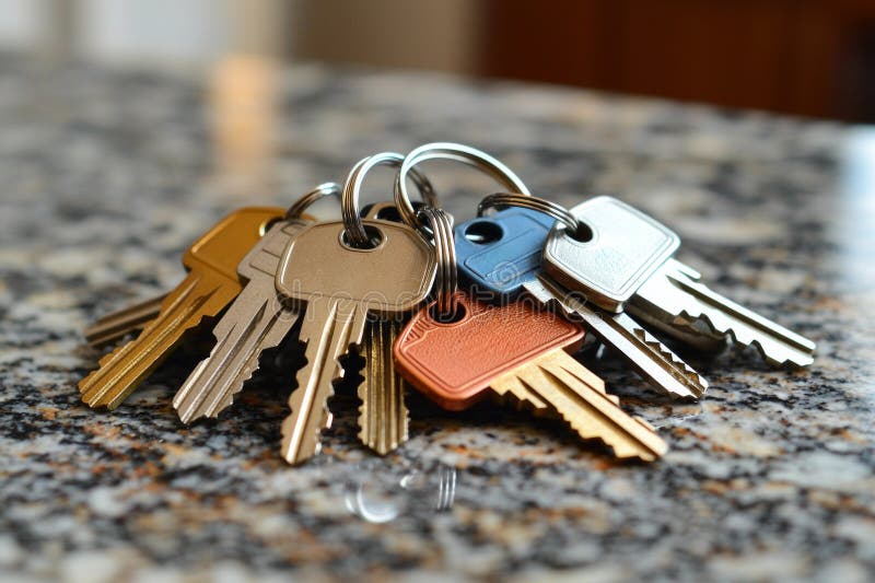 Collection of Diverse Keys Rests on Smooth Granite Countertop ...