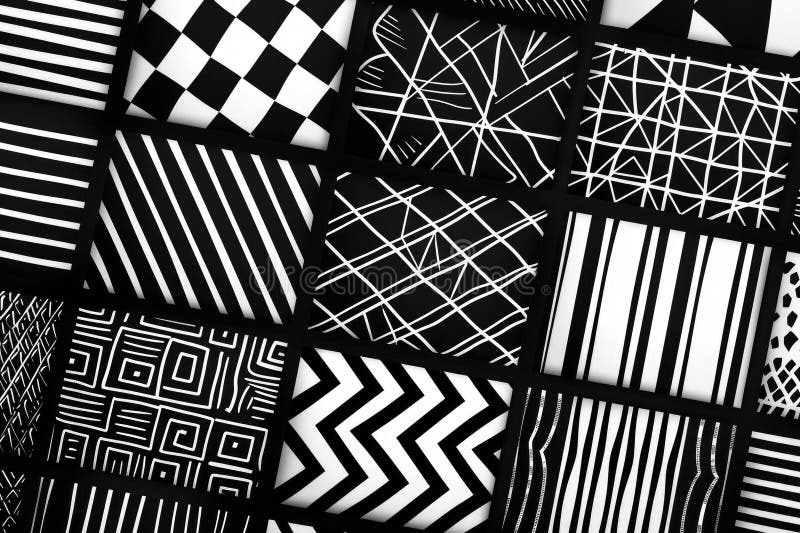 A Collection of Diverse Patterns in Black and White Stock Illustration ...