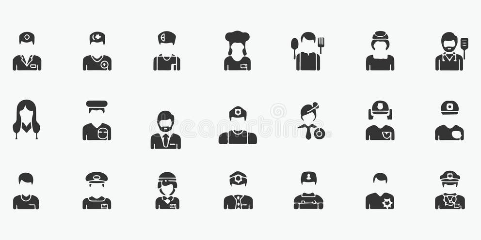 Collection of Diverse Profession Icons for Web and App Design Stock ...