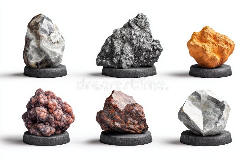 A Collection of Diverse Rocks Displayed on a Wooden Base Showcasing ...