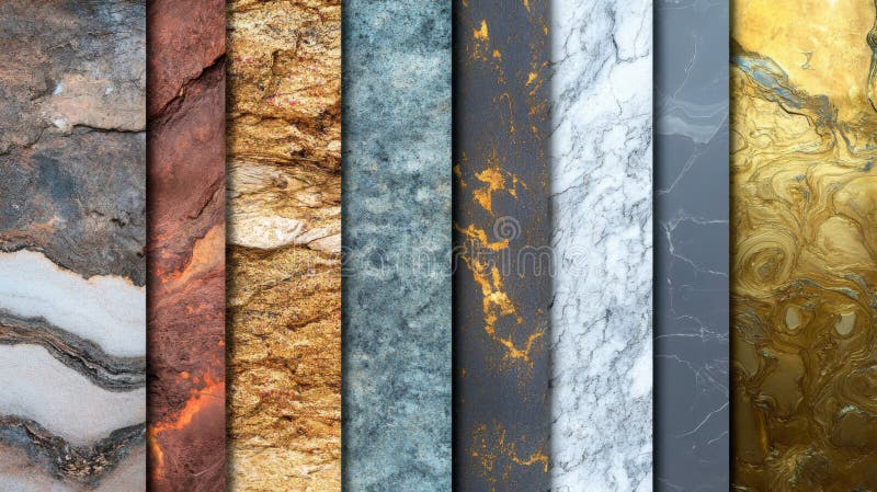Collection of Diverse Textures: Stone, Metal, and Gold Stock ...