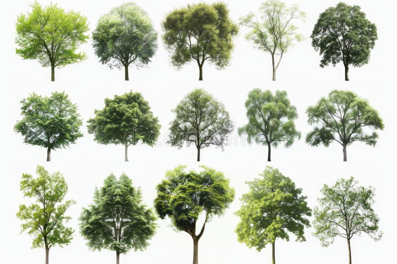 A Collection of Diverse Trees on a Plain White Backdrop. Ideal for ...