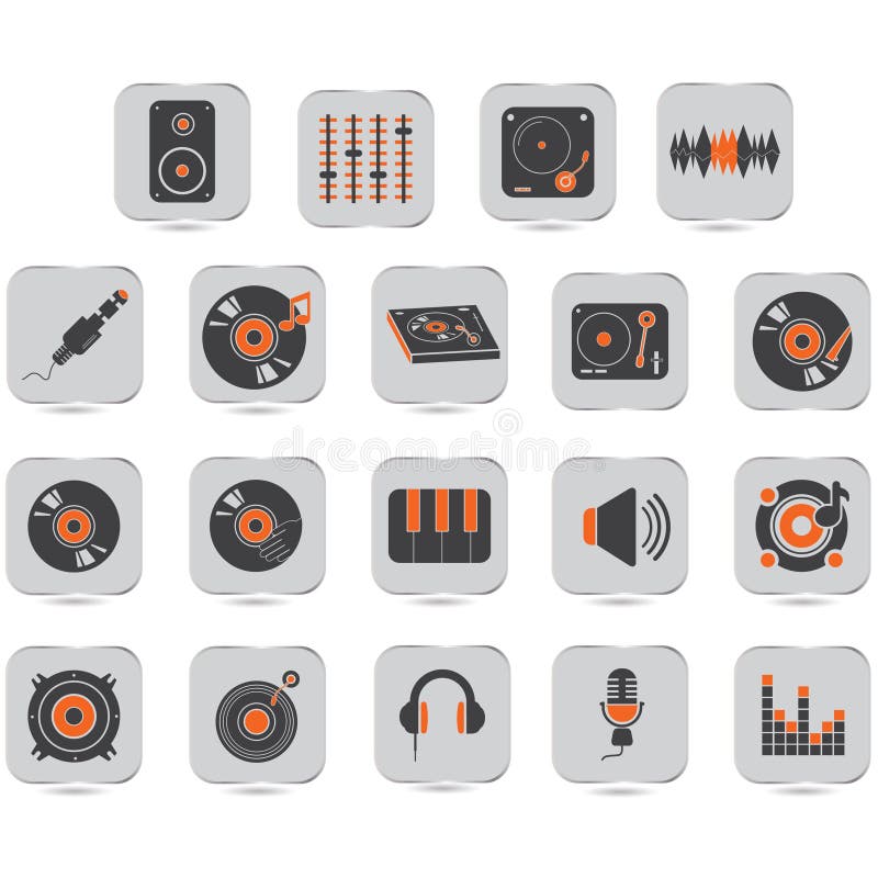 Collection of Dj Icons. Vector Illustration Decorative Design Stock ...