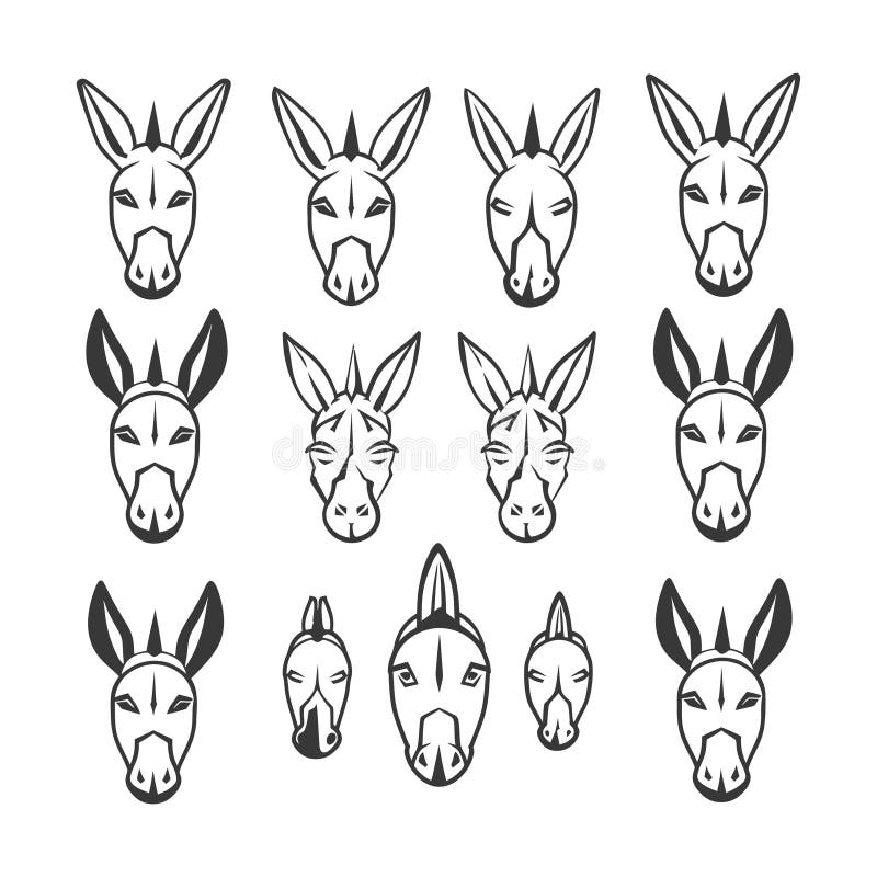 Stylized Donkey Heads Stock Illustrations – 15 Stylized Donkey Heads ...