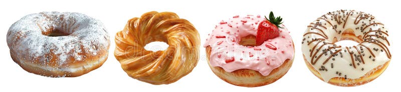 A Collection of Donuts Isolated on White Stock Illustration ...