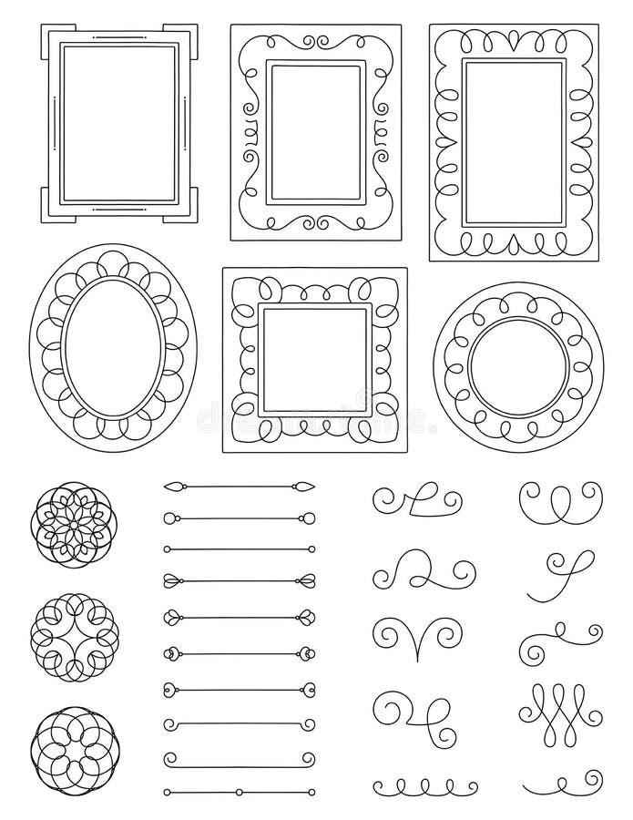 Doodle Frames and Elements stock vector. Illustration of curve - 108753476