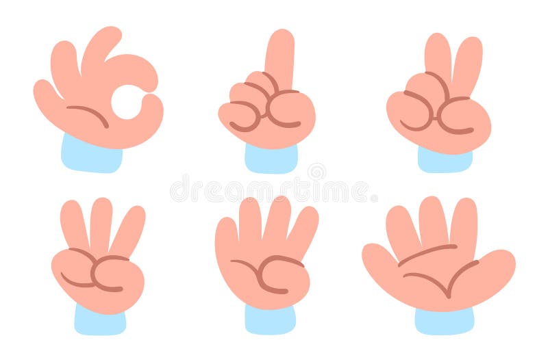Collection of Doodle Hands Showing Numbers from Zero To Five Stock ...