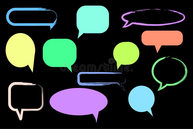 Collection Doodle Text Box. Funny Text Message Shapes. Vector ...