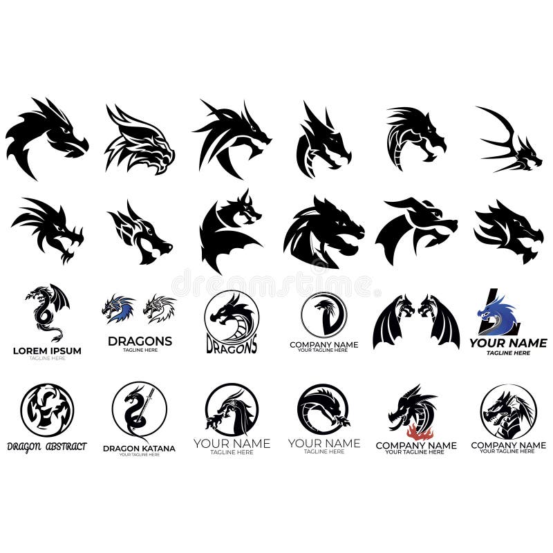 Collection of dragon logos stock vector. Illustration of asian - 305060808