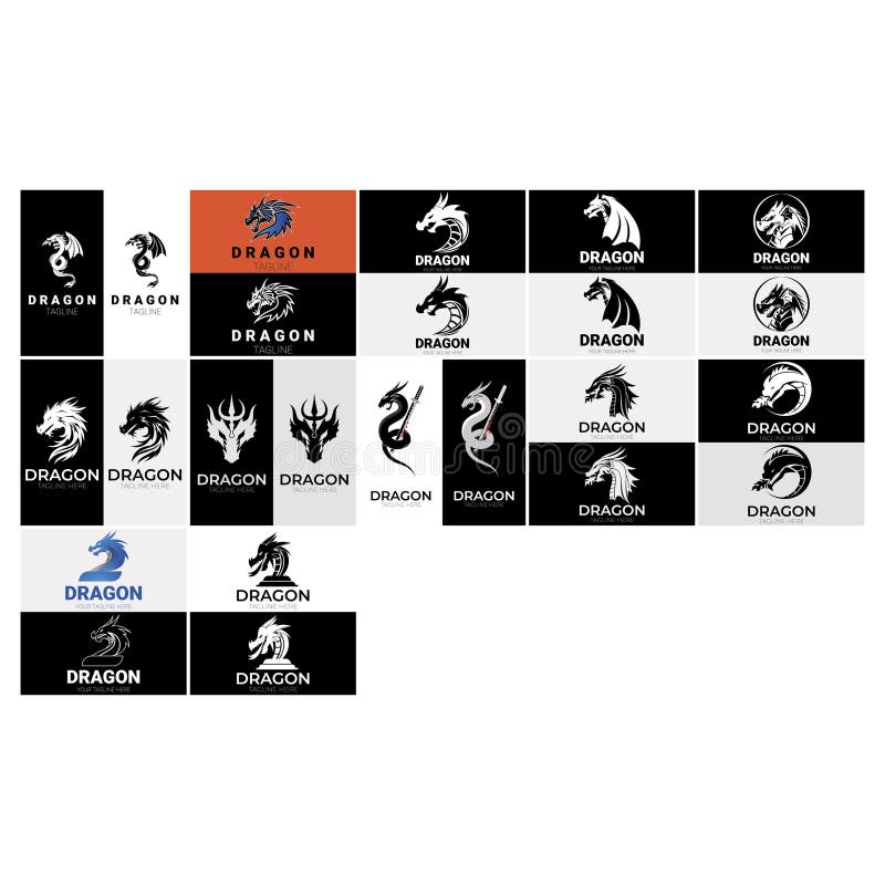 Collection of dragon logos stock vector. Illustration of monster ...